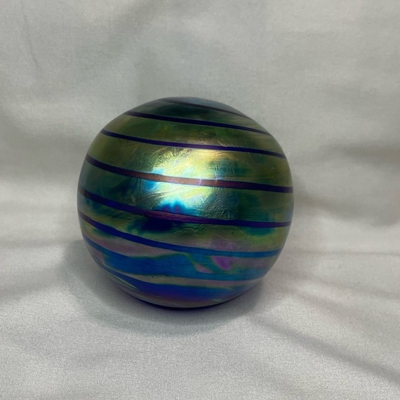 Levay | Art | Levay Art Glass Iridescent Swirls Paperweight Carnival ...
